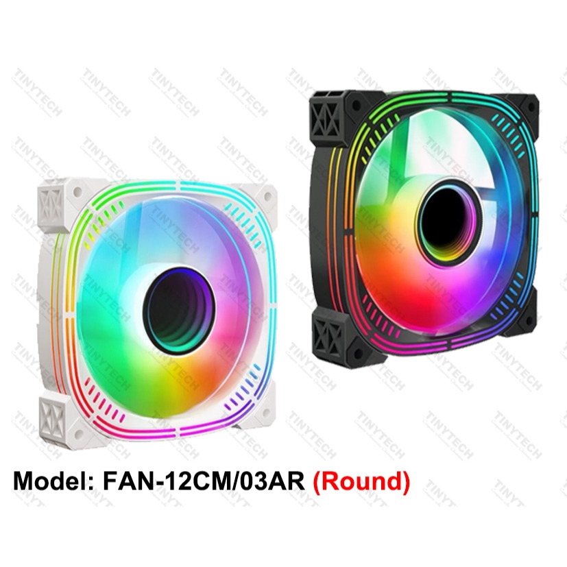 TINYTECH 03AR (ROUND) 12CM CHASSIS FAN 5V 3 PIN ARGB PRISM 4 PIN PWM ...