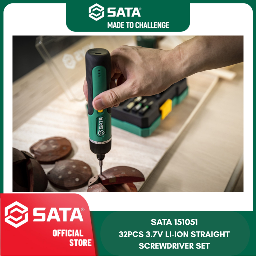 (ND) SATA 151051 32PCS 3.7V LI-ION STRAIGHT SCREWDRIVER SET/3-SPEED ...