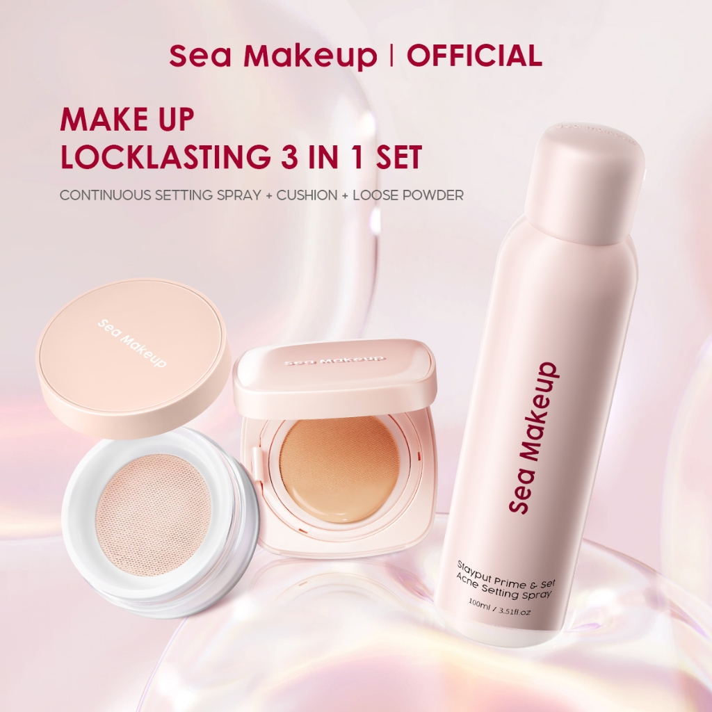 Sea Makeup 3IN1 Lock Lasting Set Continuous Setting Spray+ Cushion ...