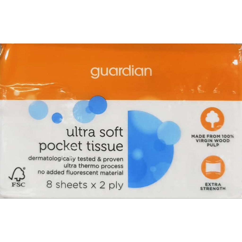 Guardian Ultra Soft Extra Strength Pocket Tissue 1PACK(8 SHEETS X2PLY ...