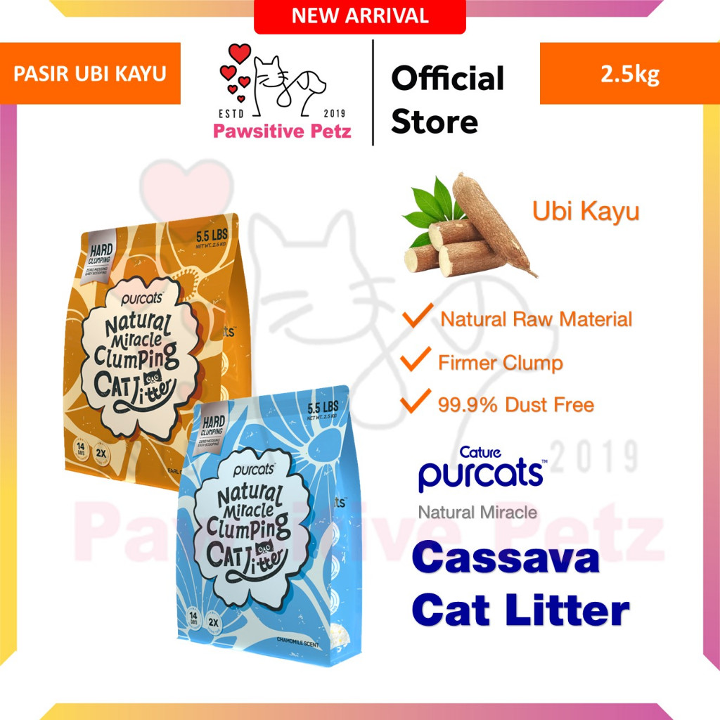 Cature Purcats Natural Cassava Clumping Cat Litter Pasir Kucing / Pasir ...
