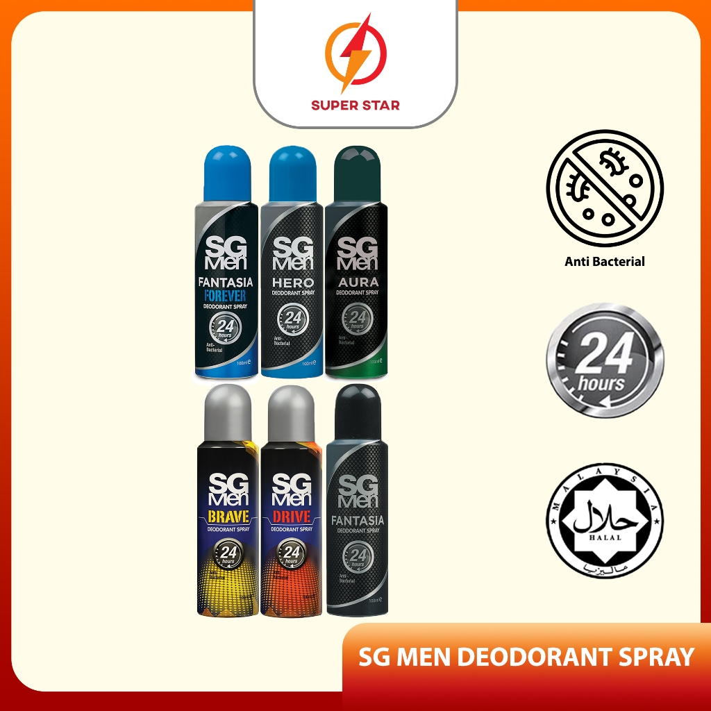 SG Men Deo Spray 100ml (Fantasia/Hero/Aura/Fantasia Forever/Brave/Drive ...