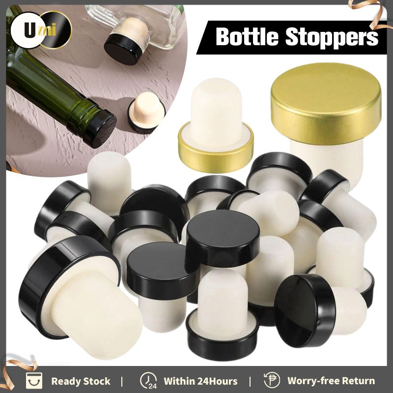 20Pcs Champagne Rubber Bottle Cap Cover Wooden Wine Bottle Stopper ...