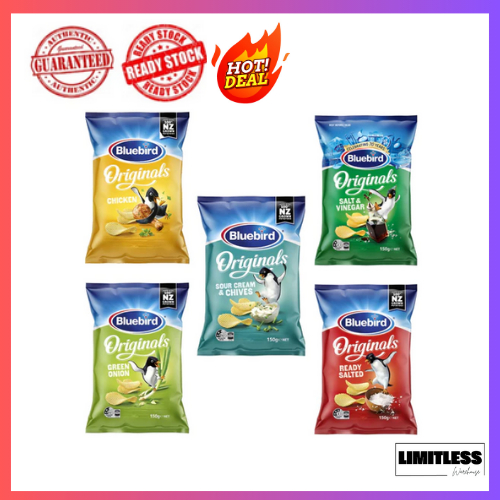 Bluebird Originals Potato Chips - Ready Salted / Salt & Vinegar / Sour ...