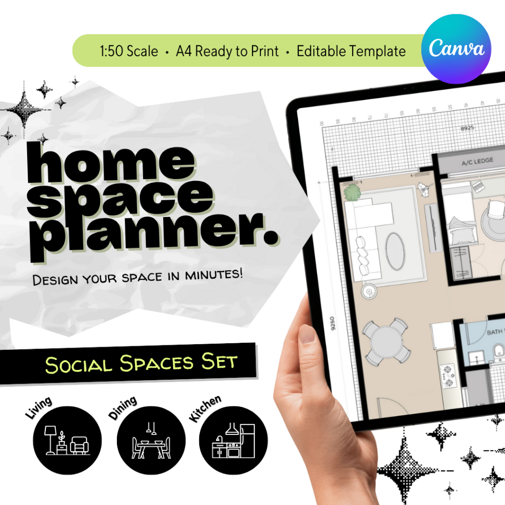 Editable Home Space Planner | Social Spaces Set (Canva Template ...