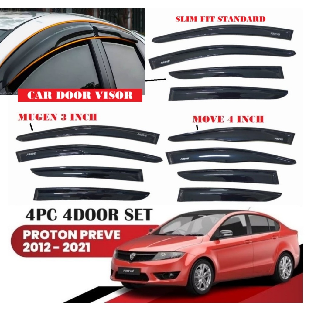 Car Door Visor Preve Air Press Mugen Fit Move Rain Guard Window Cover ...