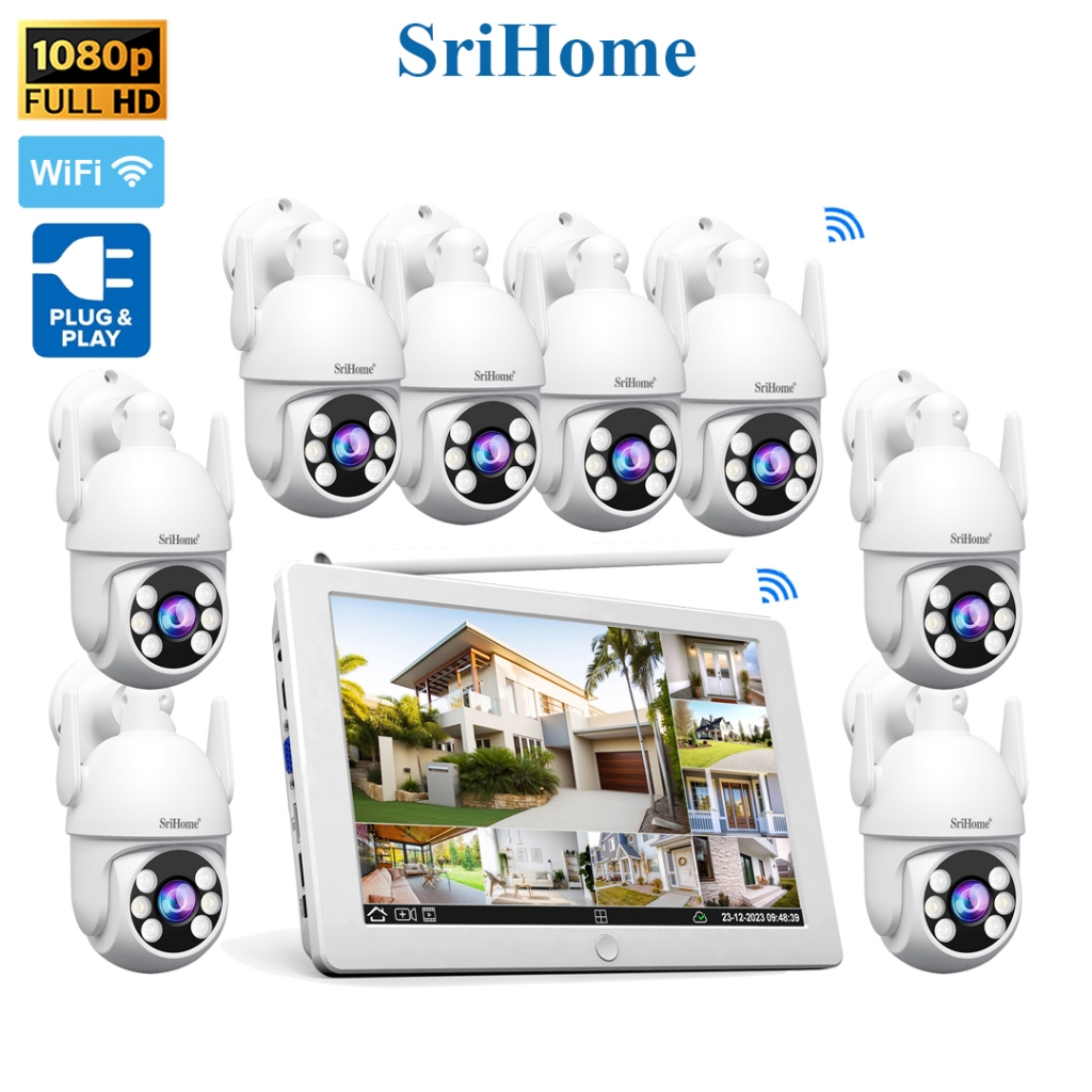 SriHome NVS009-IPC059 WiFi NVR 8CH 1080P CCTV – Built-in Screen, Two ...