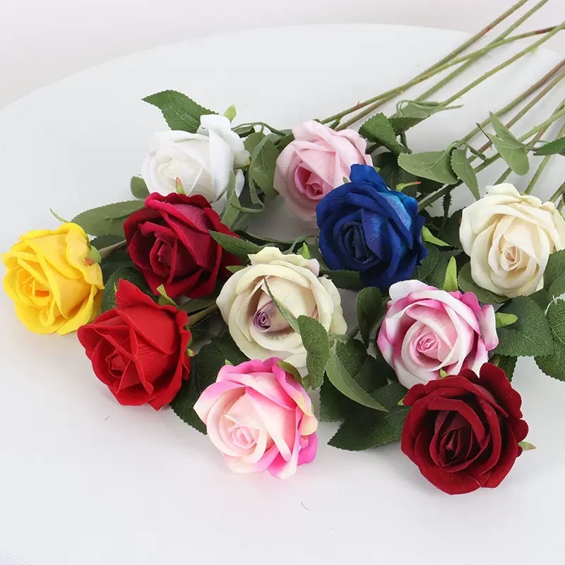 10pcs Premium Rose Velvet Silk Bunga Palsu Bouquet untuk Hiasan ...