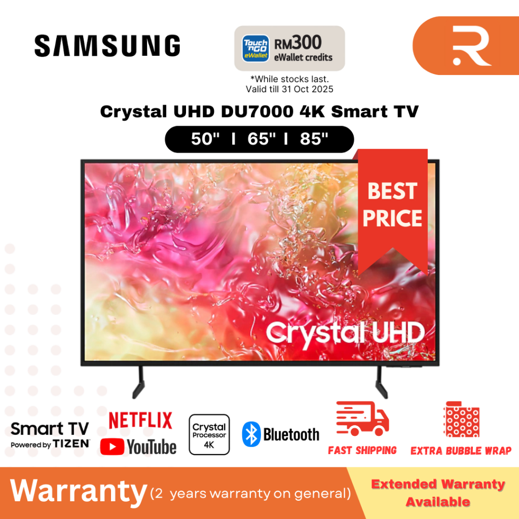 SAMSUNG 50'' 65'' 85'' DU7000 Crystal UHD 4K Smart TV UA50DU7000KXXM ...