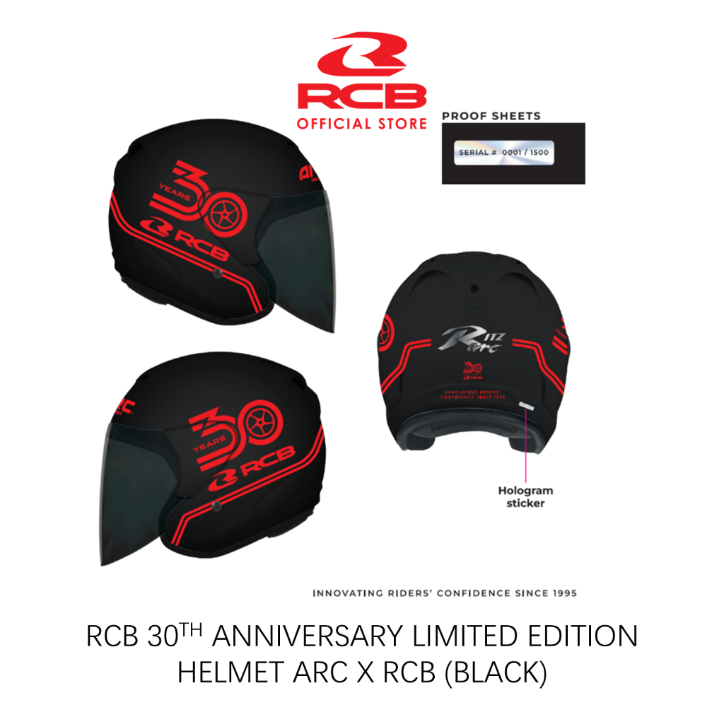 RCB 30TH ANNIVERSARY LIMITED EDITION MOTORCYCLE HELMET ARC X RCB ...