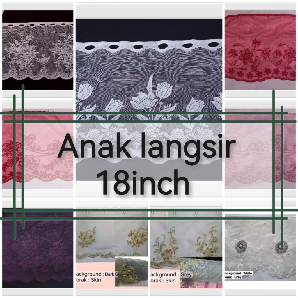 ‼️Open Meter ‼️Kain Anak Langsir Meter Bidang 18inch Bahan Kain Lace ...
