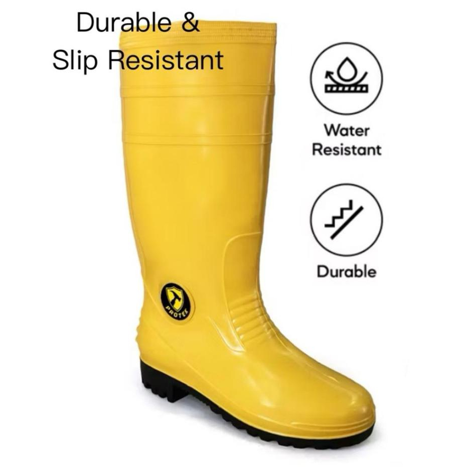 Kasut Boot Getah Lelaki Kerja Ladang Waterproof Anti Licin / Men's Rain ...