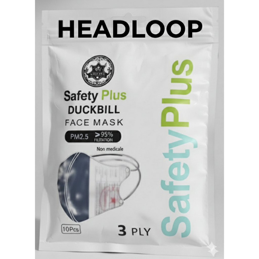 Safety Plus Duckbill Headloop Mask Individual PACKING 50PCS With Pack ...