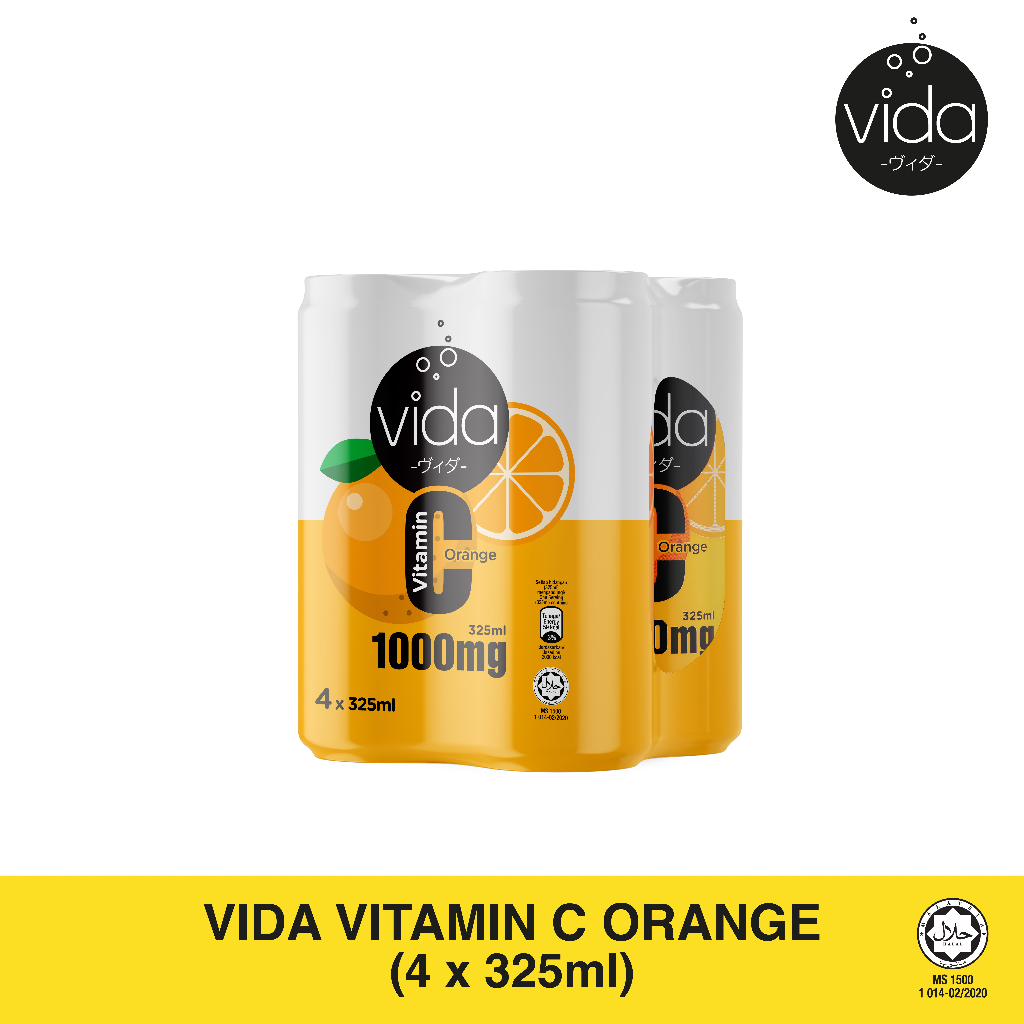 Vida Vitamin C Cluster Pack 4x325ml - Orange | Shopee Malaysia