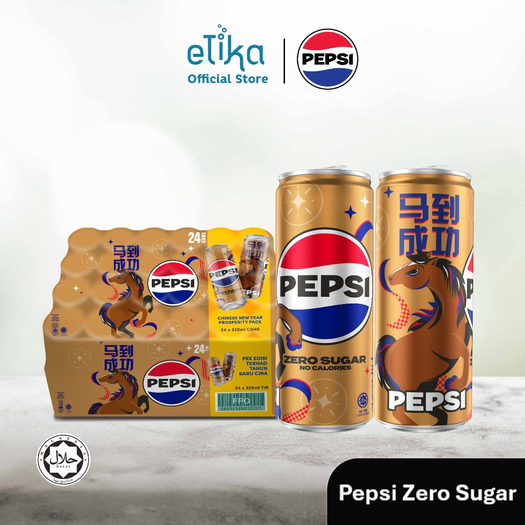 CNY 2026 Pepsi Zero Sugar 320ml x 24 cans (Carton) | Shopee Malaysia