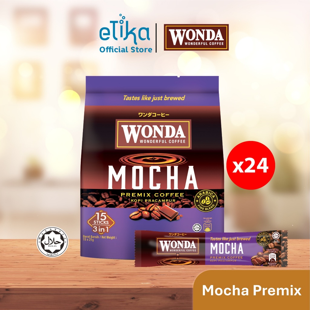 Wonda 3 In 1 Mocha 21g x 15 sachets x 24 pack (Carton) | Shopee Malaysia