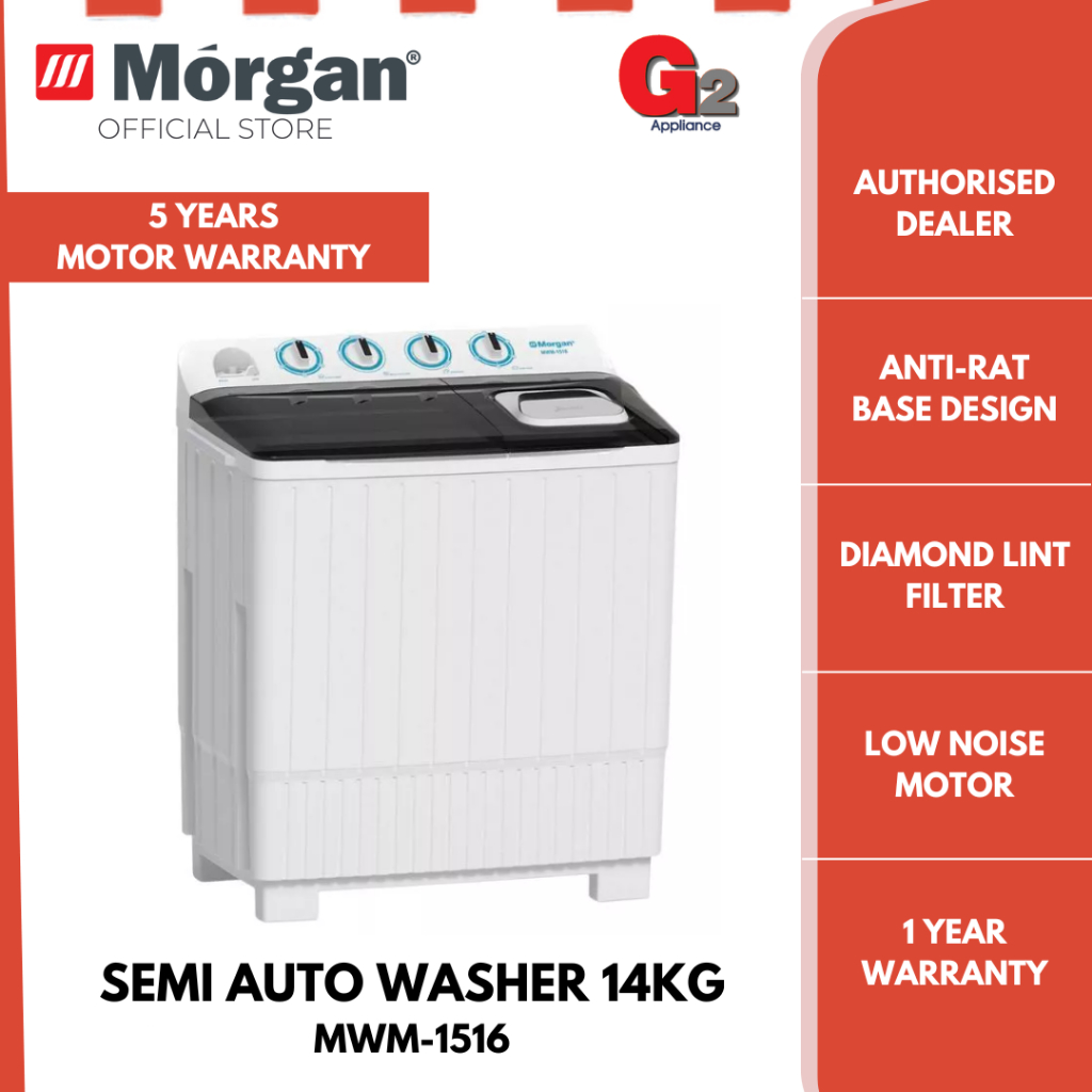 MORGAN SEMI AUTO WASHING MACHINE 14KG MWM-1516 - MORGAN WARRANTY ...