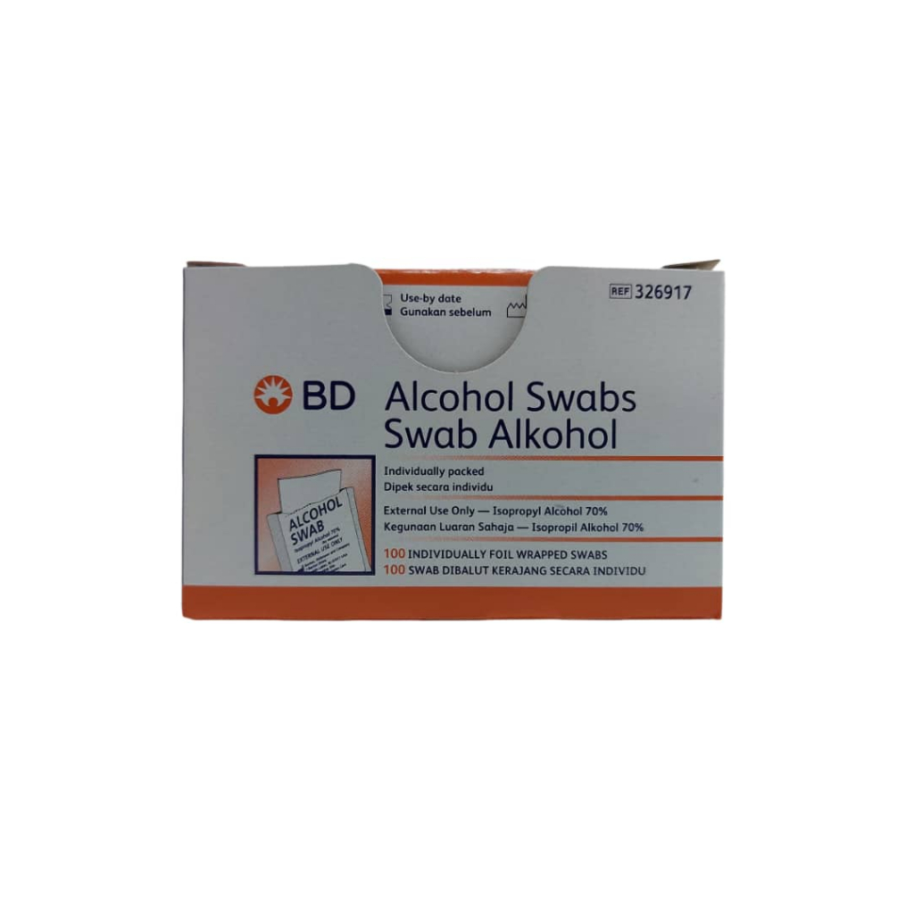 BD Alcohol (Isopropyl Alcohol 70%) Swabs 100's/Box | Shopee Malaysia