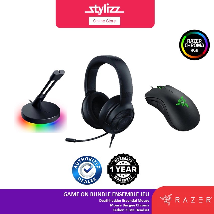 RAZER GAME ON BUNDLE ENSEMBLE JEU - DEATHADDER ESSENTIAL, MOUSE BUNGEE ...