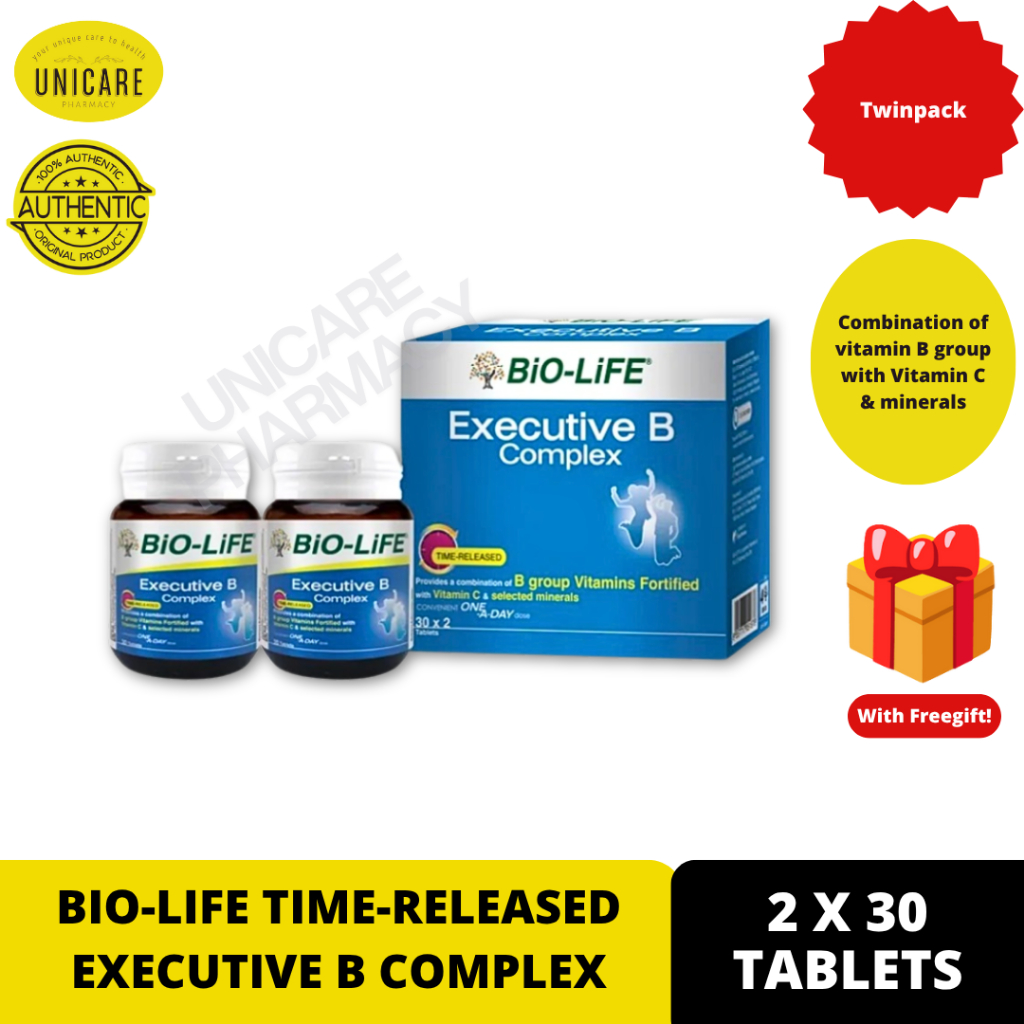 BIO-LIFE TIME-RELEASED EXECUTIVE B COMPLEX 30 TABLETS TWINPACK ...