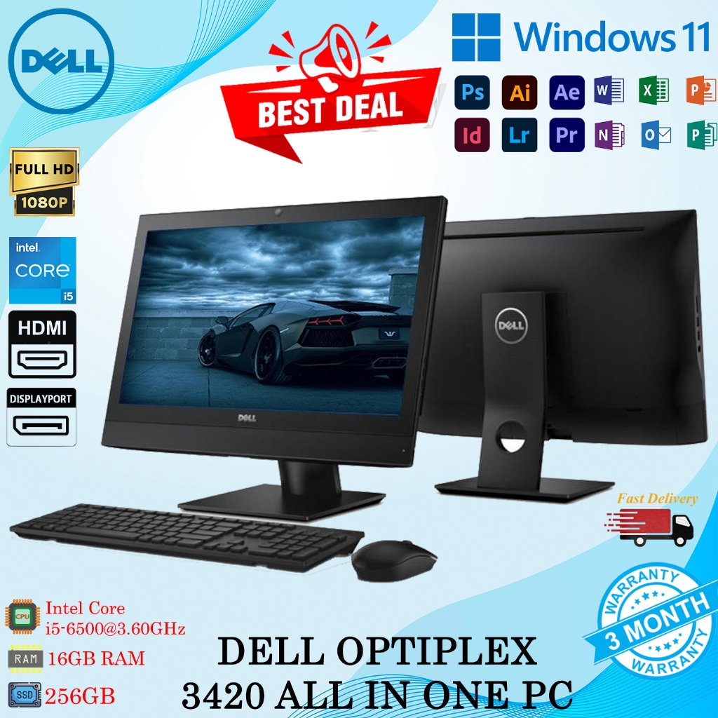 DELL OPTIPEX 3420 ALL IN ONE PC \ INTEL CORE i5-6TH GEN \ 16GB RAM ...