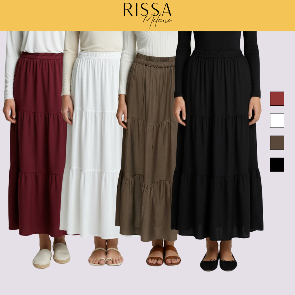 Rissa Milano Kenanga Skirt Muslimah Skirt Labuh Poket Tepi Dengan ...