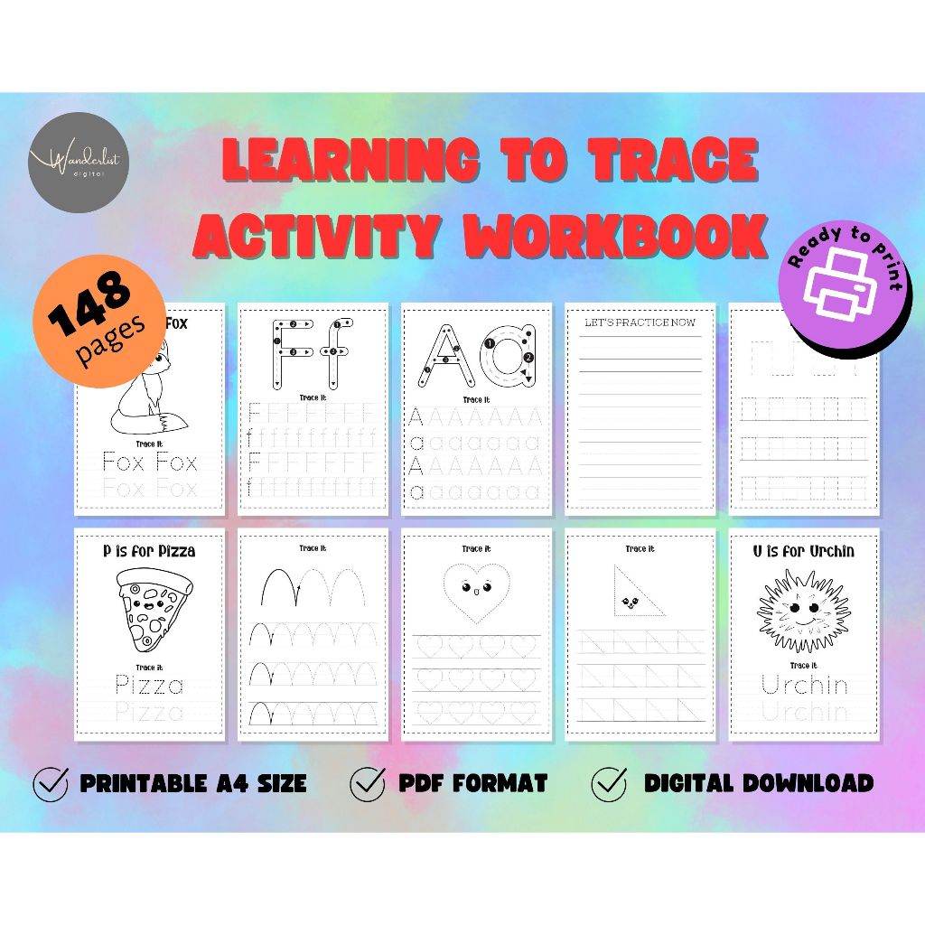 Printable PDF l Learning to Trace A-Z Activity Book | (Ages 4–6 ...