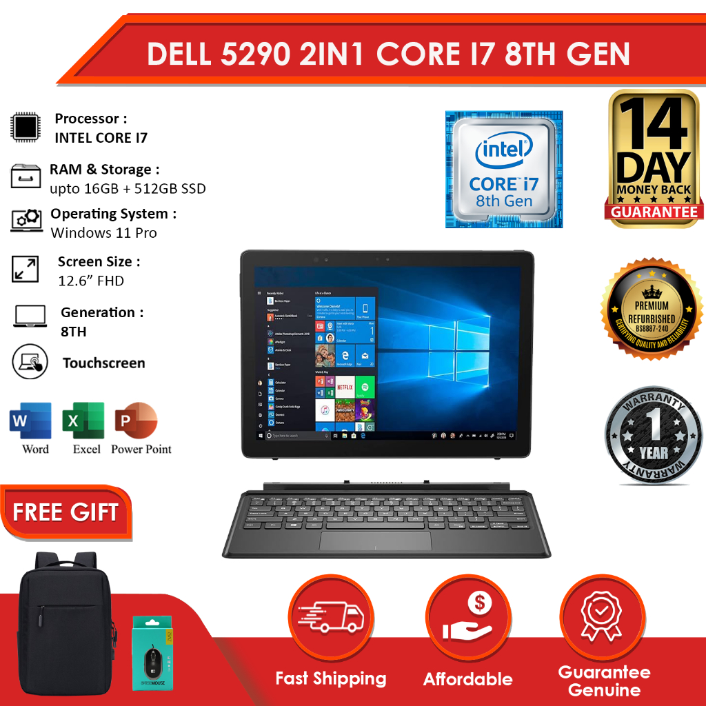 DELL LATITUDE 5290 2 IN 1 CORE I7 8TH GEN DETACHABLE / 16GB RAM - UP TO ...