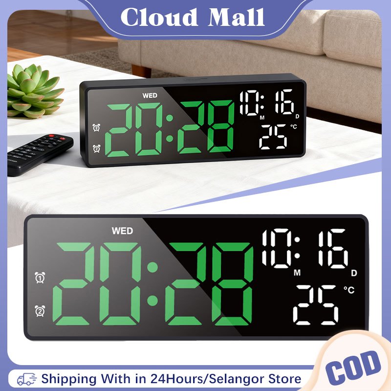 Led Digital Clock Desktop Electronic Table Clocks Multifunction Mirror ...
