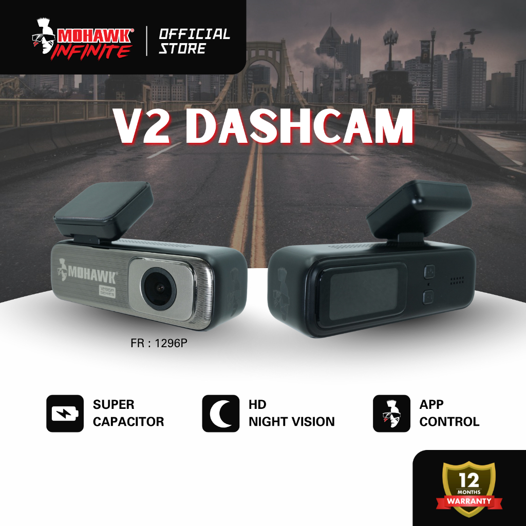 Mohawk V2 Dash Cam 1296P Front Car Camera | Dashcam Kereta Wifi App ...