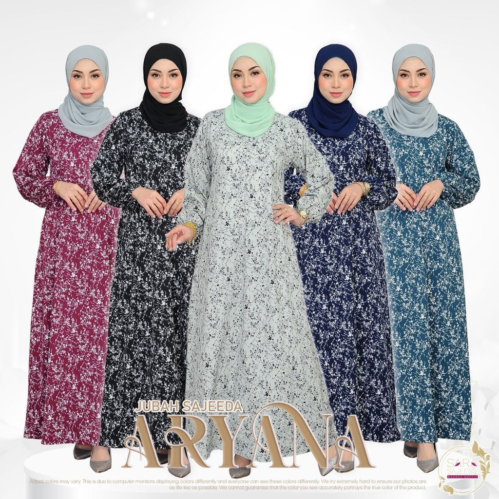 Sajeeda Jubah Raya Dress Aryana Terkini Ironless Fashion Wannita ...