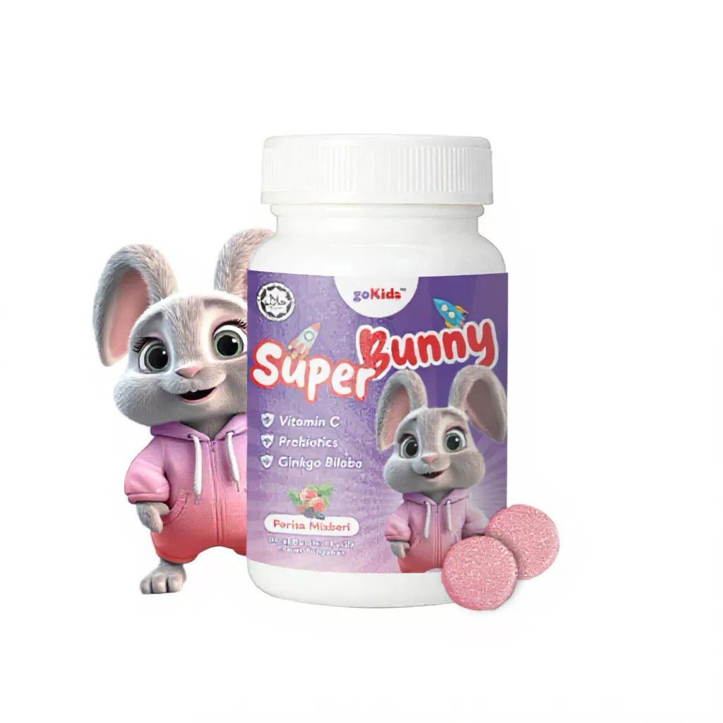goKids Super Bunny Brain Booster Multivitamin for Kids(30 biji ...