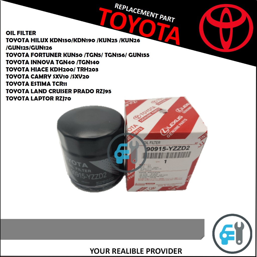 90915-YZZD2 OIL FILTER TOYOTA HILUX REVO HILUX KUN25 INNOVA FORTUNER ...