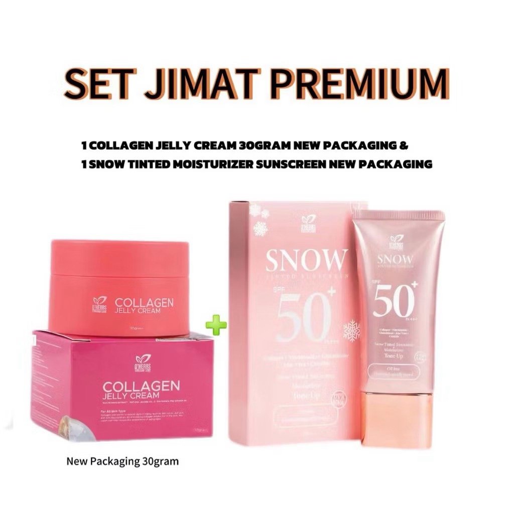 DHERBS COMBO JIMAT (1 COLLAGEN JELLY CREAM & 1 SNOW TINTED MOISTURIZER ...