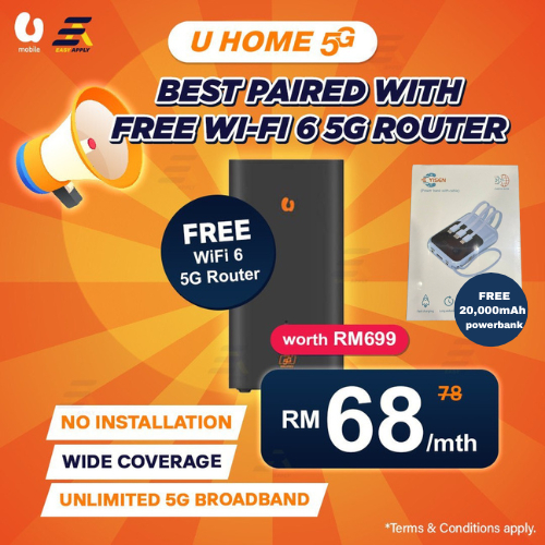 U home 5G Umobile Free WIFI 6 5G ROUTER 800MBPS FREE POWERBANK | Shopee ...