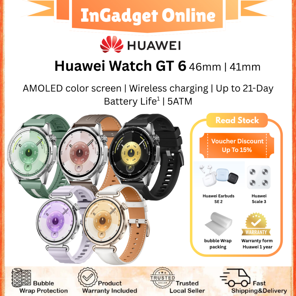 [ Offer ] Huawei Watch GT 6 | 46mm | 41mm | AMOLED Screen | Up to 21 ...