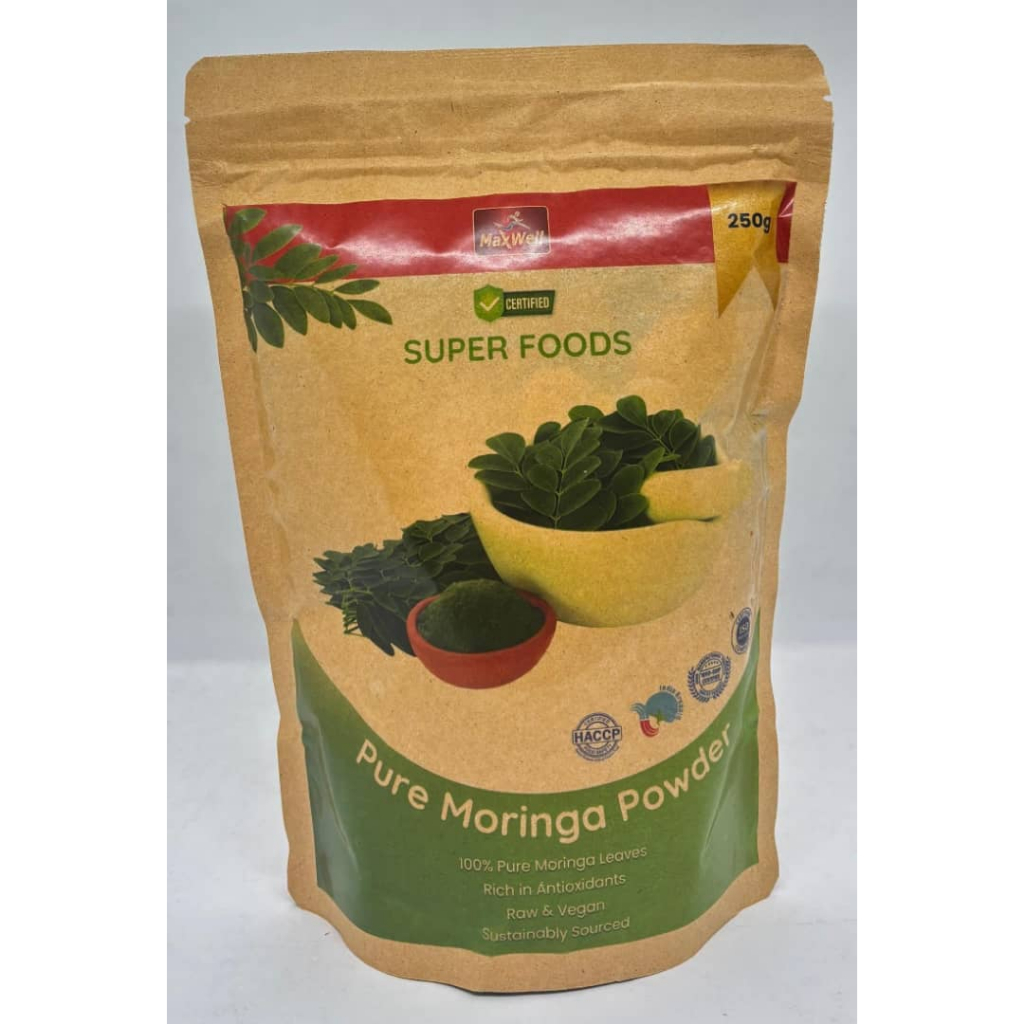 MAXWEL SUPER FOODS PURE MORINGA POWDER (250G) 100% PURE MORINGA LEAVE ...
