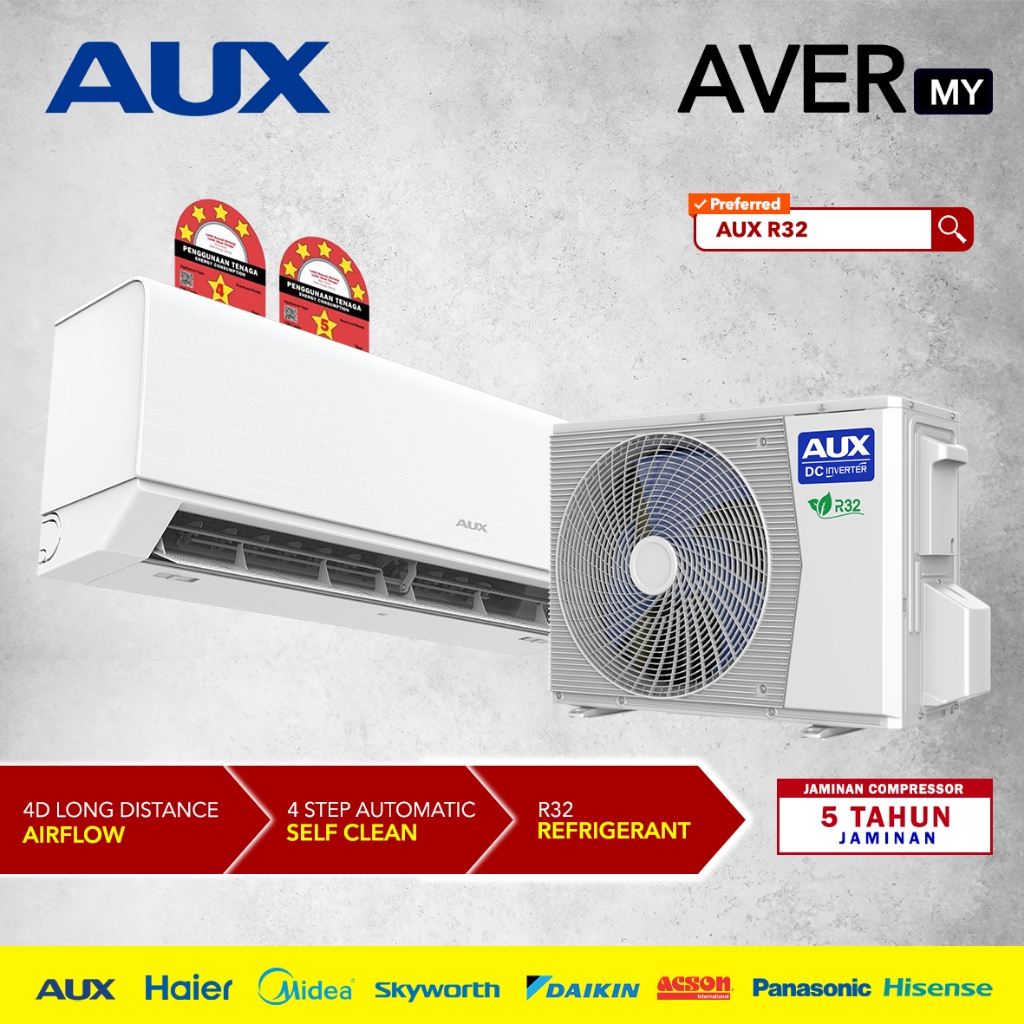 AUX New R32 - C-Series INVERTER Air Conditioner Aircon (1.0HP / 1.5HP ...