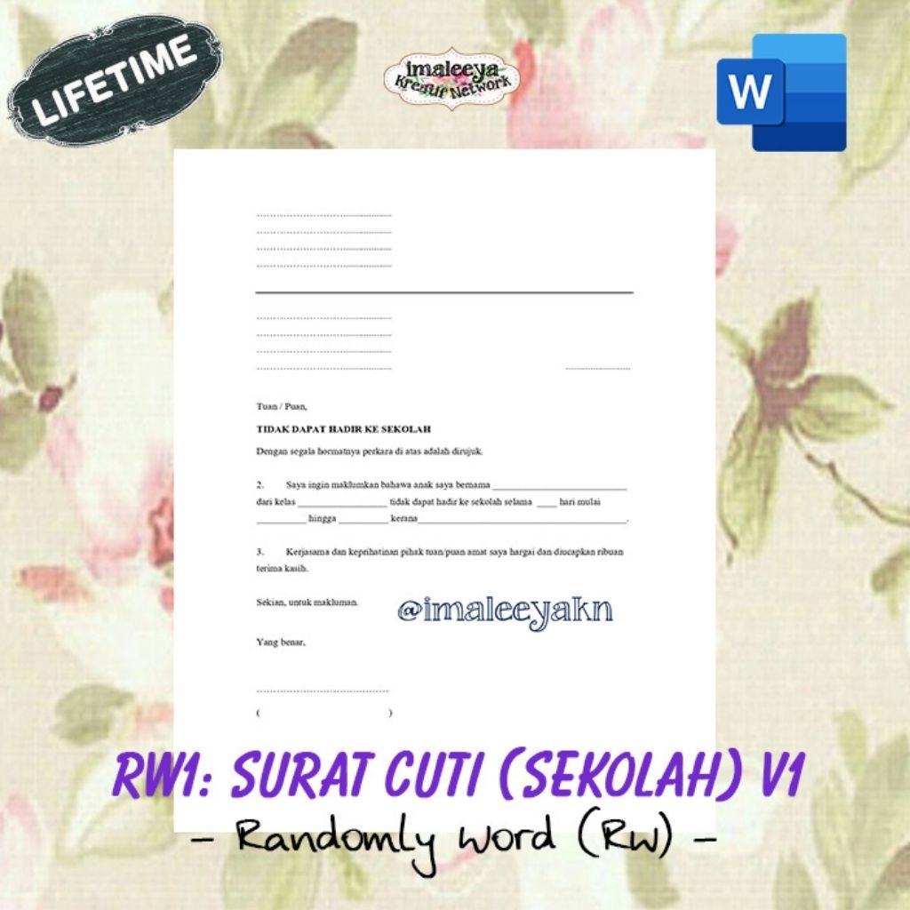 RW1 : Surat Cuti (Sekolah) V1 (Microsoft Word) - IKN 💻📝 | Shopee Malaysia