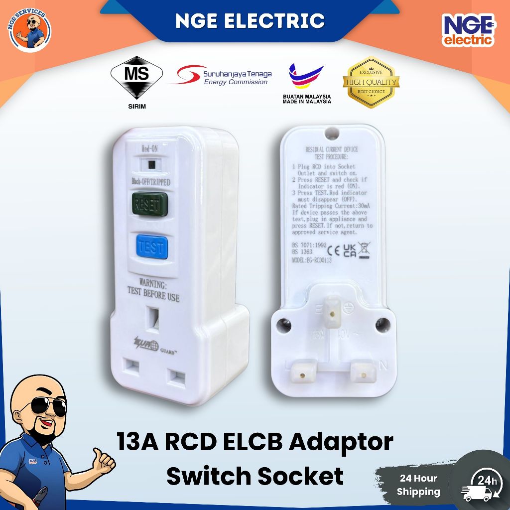 [PROMOSI] SIRIM 13A RCD ELCB | Residual Current Device | Safety Power ...