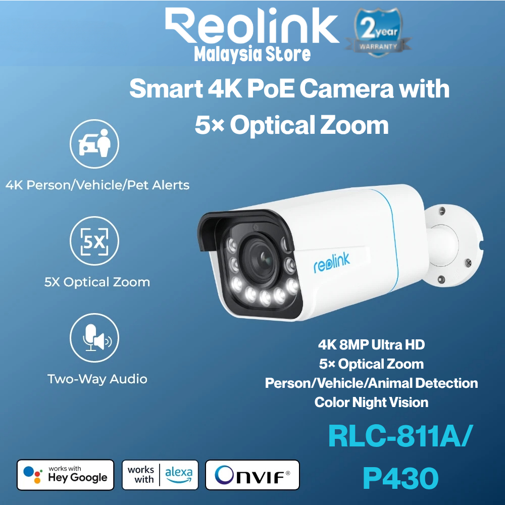 Reolink RLC-811A-5X P430 4K 8MP 5x Optical Color Night Vision Motion ...