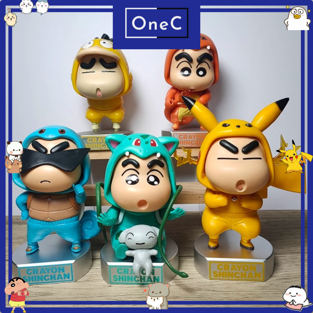 Shin Chan Pokemon Figure Pikachu Psyduck Charmander Bulbasaur Gift ...