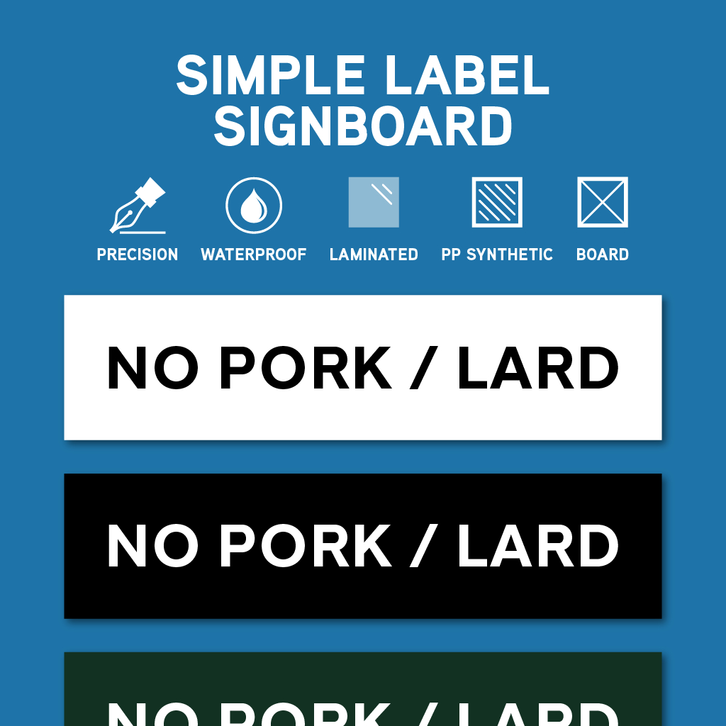 No Pork Lard. Sticker Sign Label Signage Board Signboard. Tiada Daging ...