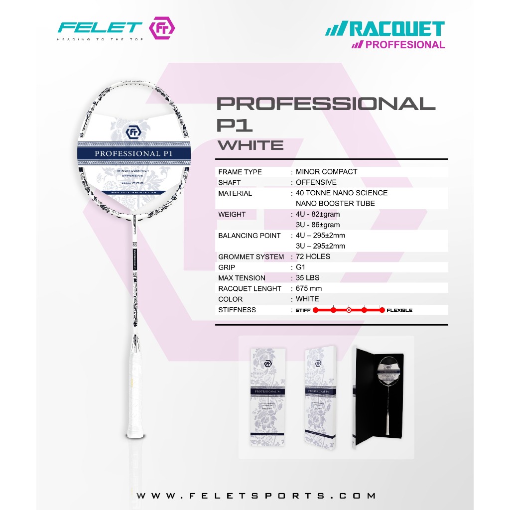 Raket Badminton Felet Professional P1 Dengan Beg Tournament 4U / 5U ...