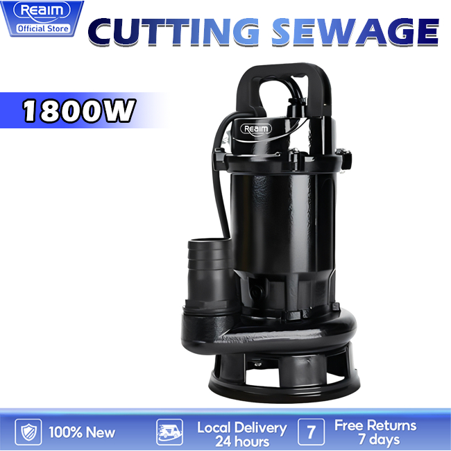 REAIM Sewage Cutting Pump 1800W Auto Submersible Water Pump Cutting ...
