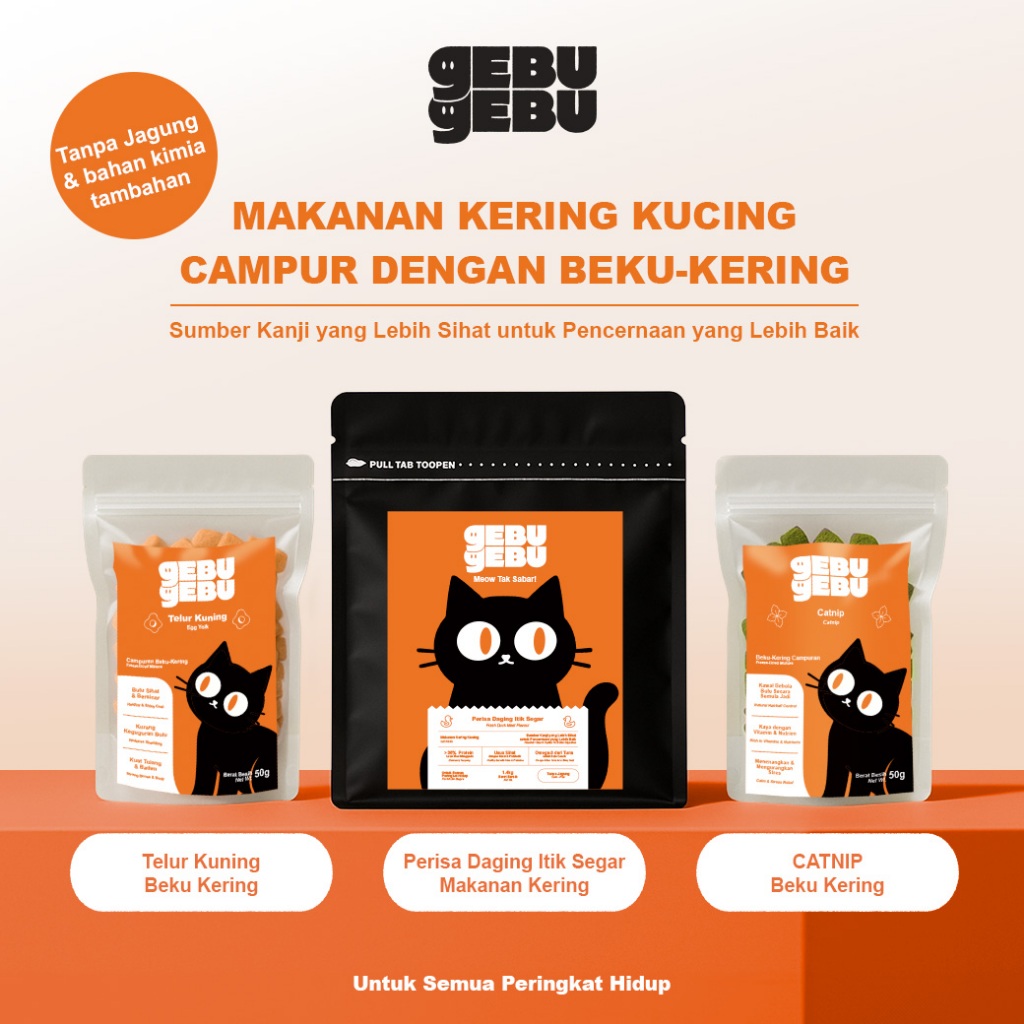 Gebu Gebu Premium Fresh Duck Meat Cat Kibbles & Catnip Egg yolk Treats ...