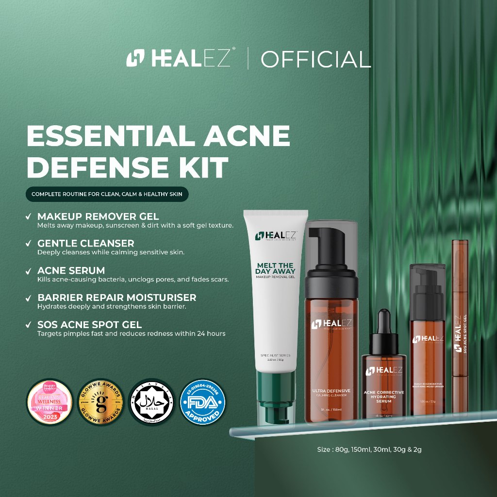 HEALEZ Essential Acne Defense Kit - MTDA 80G + UDCC 150ML + ACHS 30ML ...
