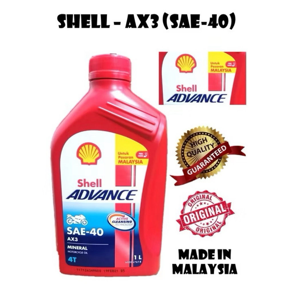 SHELL ADVANCE AX3 SAE40 4T MINERAL ENGINE OIL 1L | Shopee Malaysia