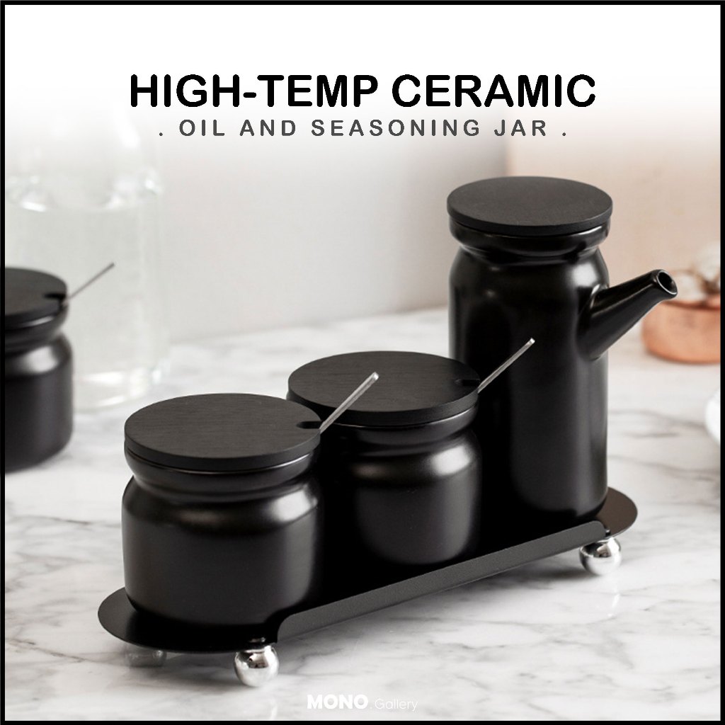Spice Jars with Tray Set of 3 High Temperature Resistant Oil Jars ...