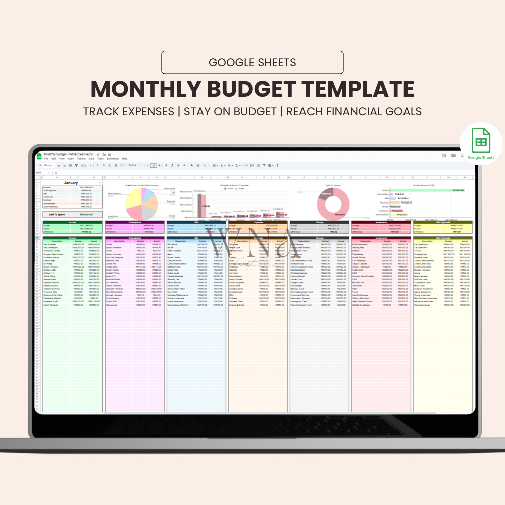 Monthly Budget Template | Google Sheets Template | Income & Expense ...